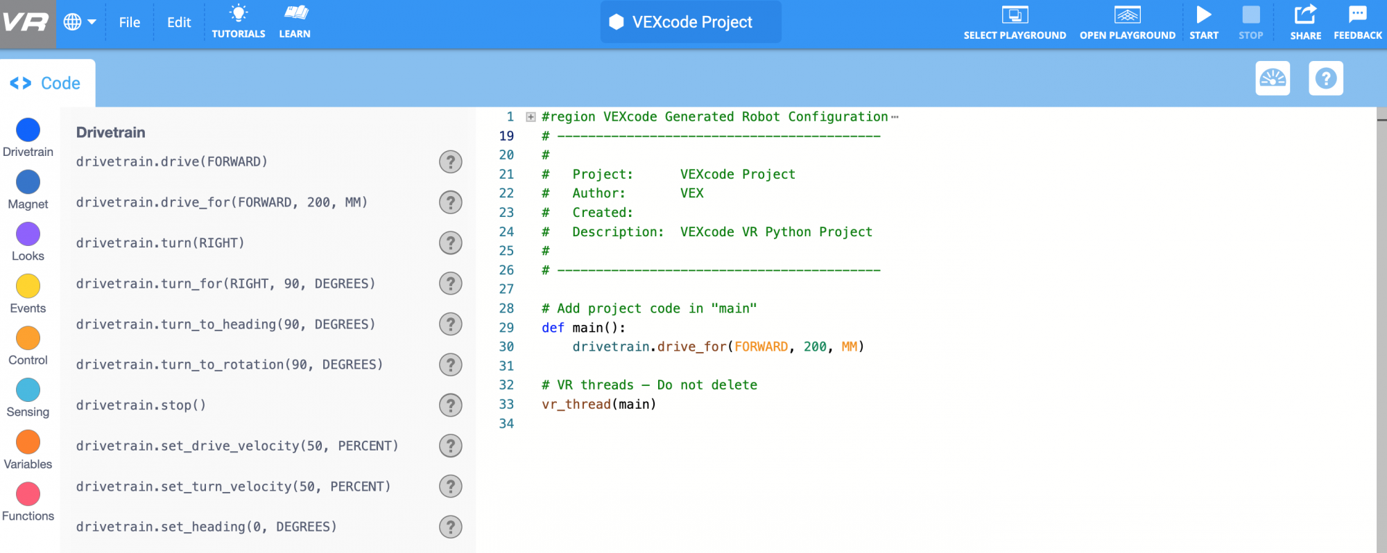 Vex Cs Unit 1 Introduction And Fundamentals Lesson 2 Creating Projects In Vexcode Vr Python